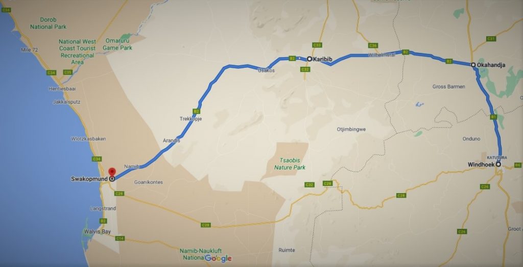 Windhoek to Swakopmund (B2 or C28)